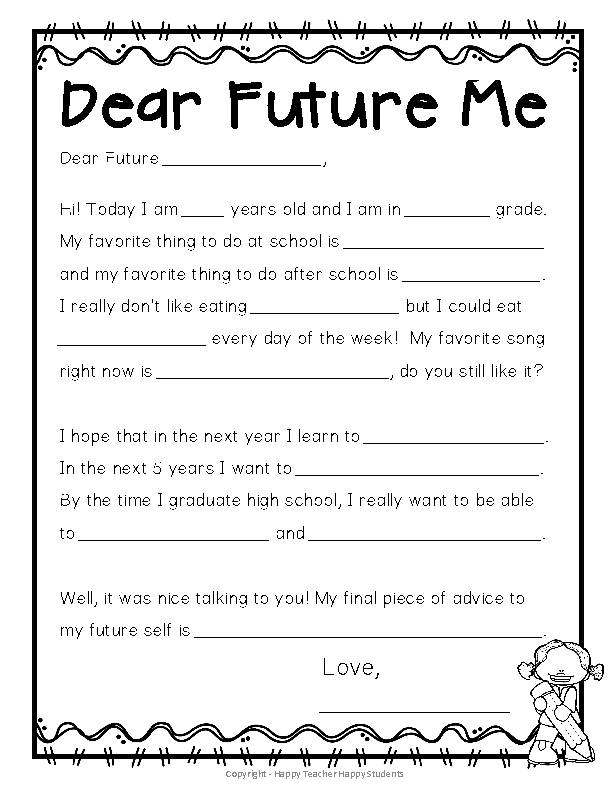 Time Capsule Letter- Letter to Future Self- Beginning or End of Year ...