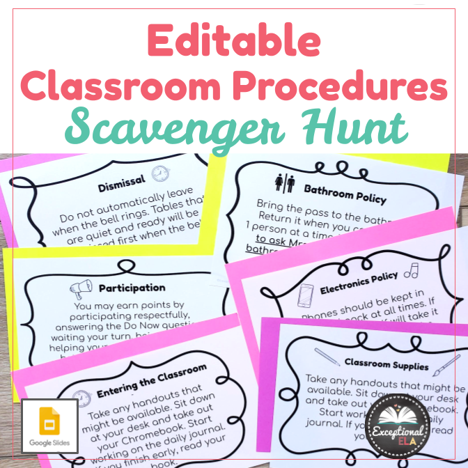 Editable Classroom Procedures Scavenger Hunt- Great for back to school ...