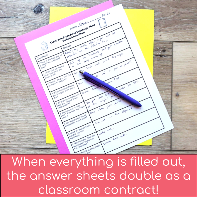 Editable Classroom Procedures Scavenger Hunt- Great for back to school ...