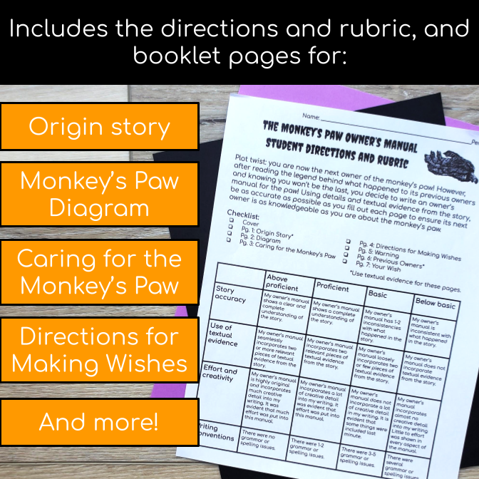 The Monkey's Paw Owner's Manual- Fun activity for Halloween! - Classful