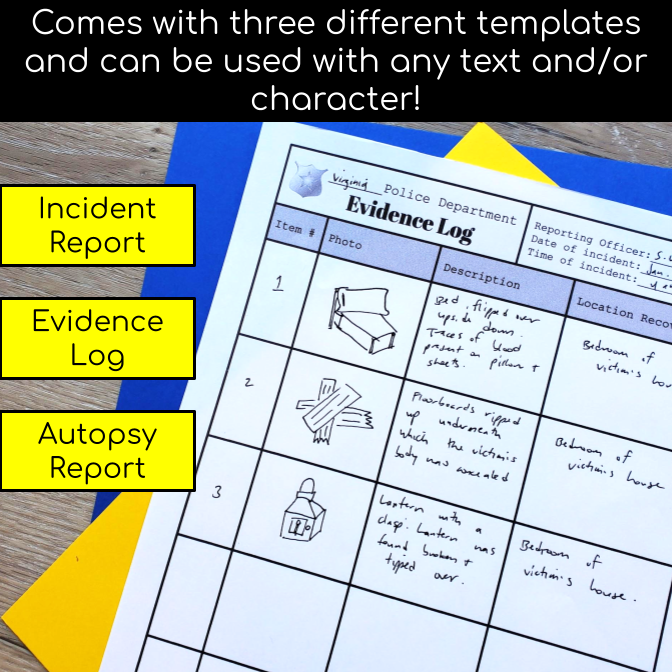 Crime Scene Police Reports For Any Text- Worksheet activities for ...