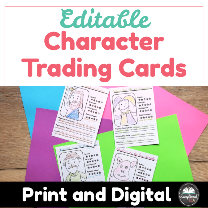 Editable Character Trading Cards w/ Google slides - Use with any story ...
