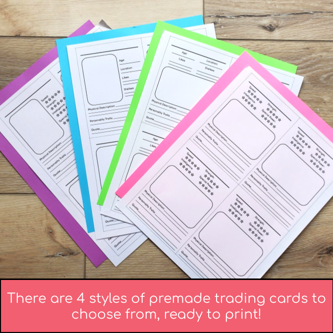 Editable Character Trading Cards w/ Google slides - Use with any story ...