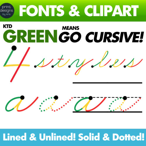 Color Tracing CURSIVE Font - Letter Formation - KTD Green Means Go Font ...