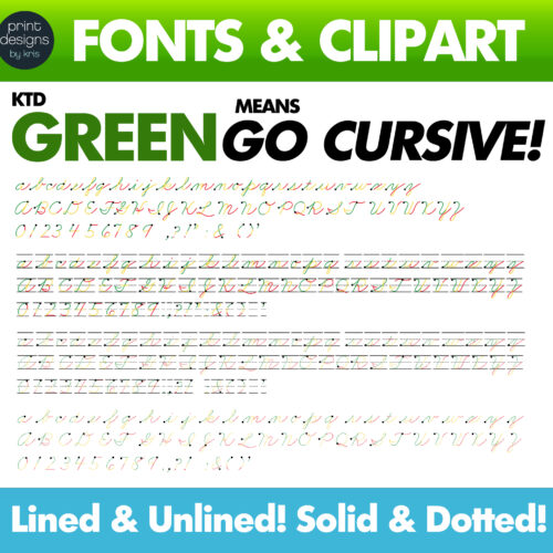 Color Tracing CURSIVE Font - Letter Formation - KTD Green Means Go Font ...