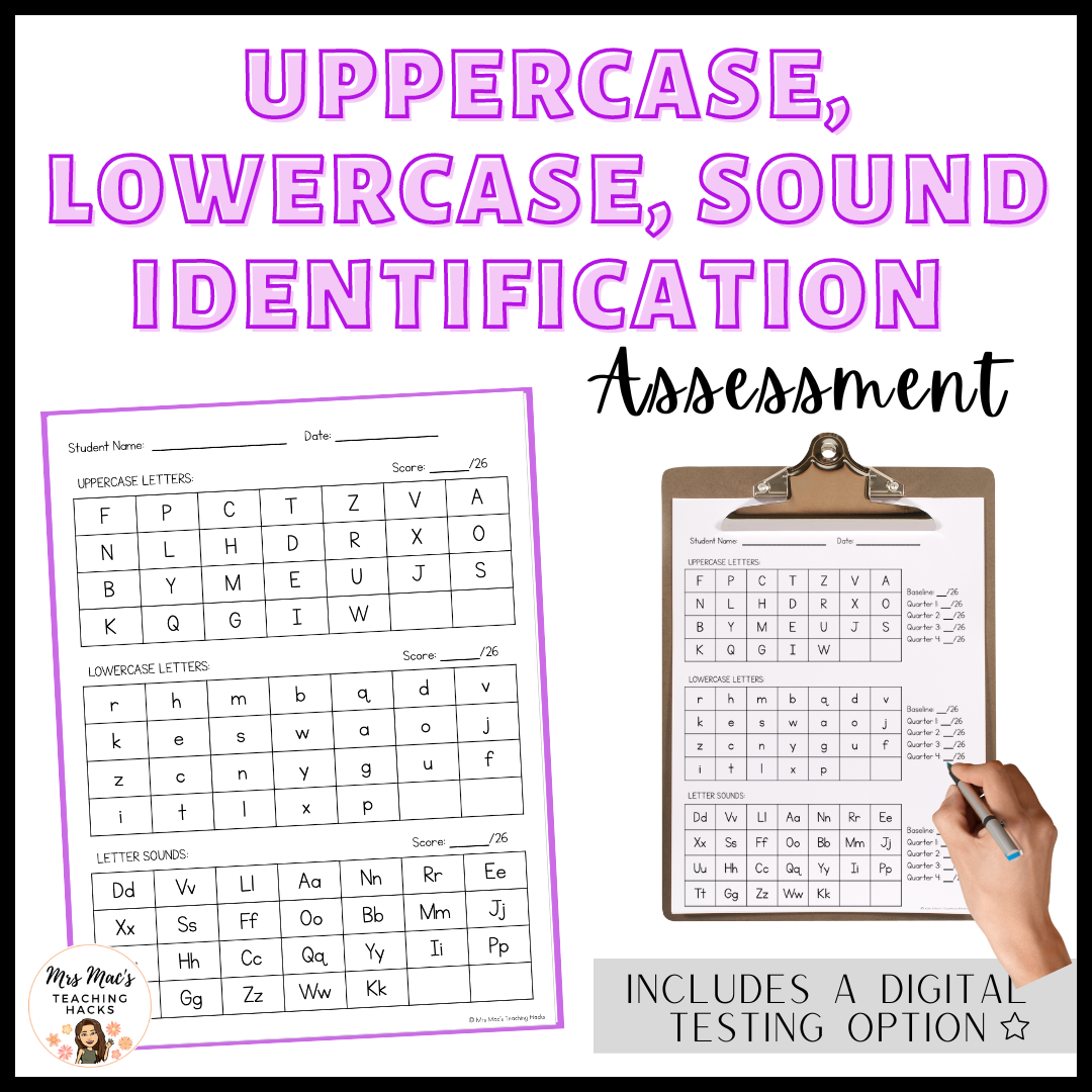 Uppercase, Lowercase, Sound Letter Identification Assessment - Classful
