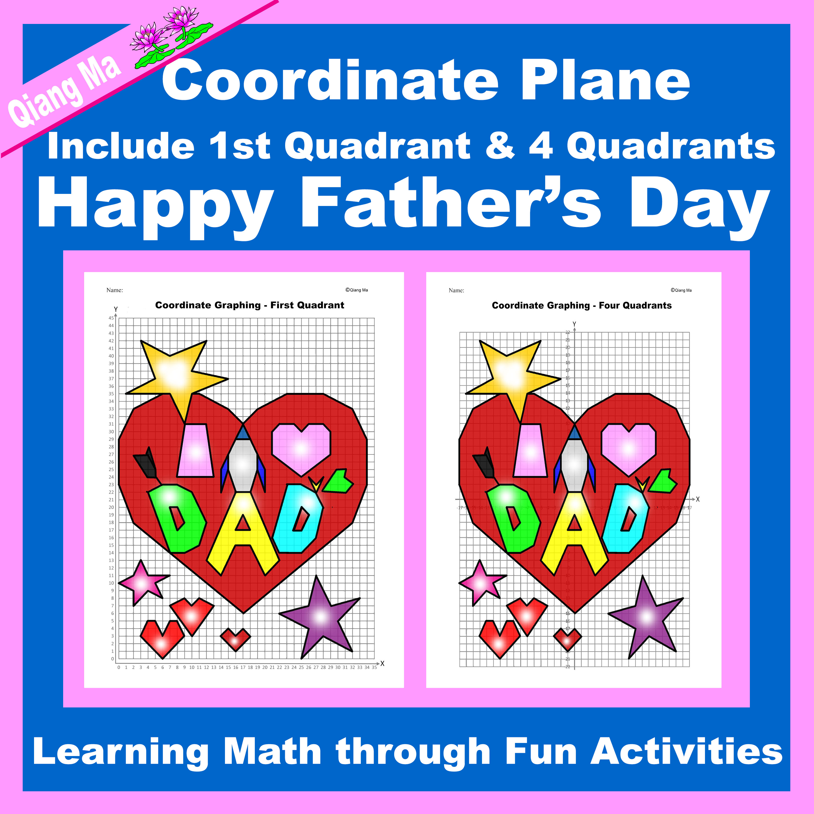 Father's Day Coordinate Plane Graphing Picture- Happy Father's Day ...