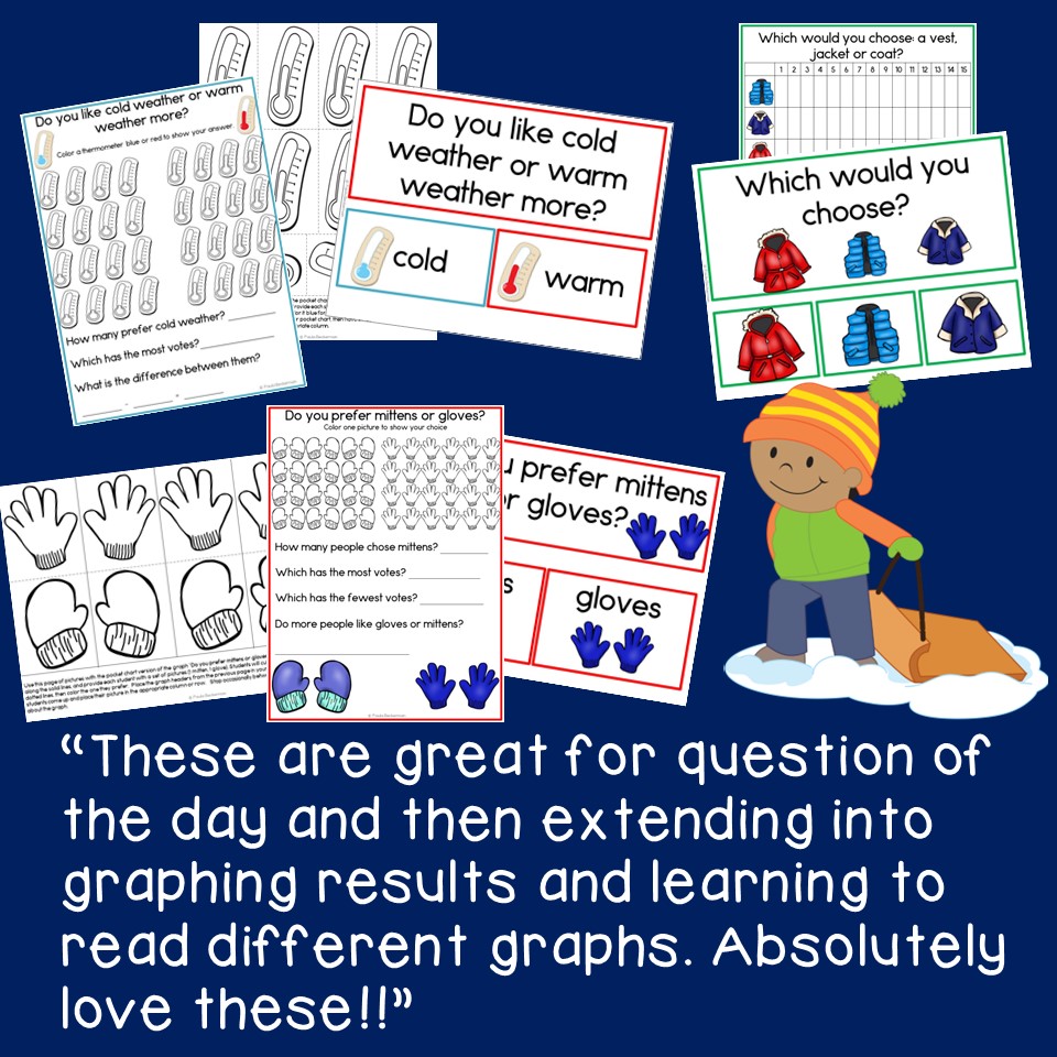 Winter Graphing with Pictographs Horizontal and Vertical Graphs - Classful