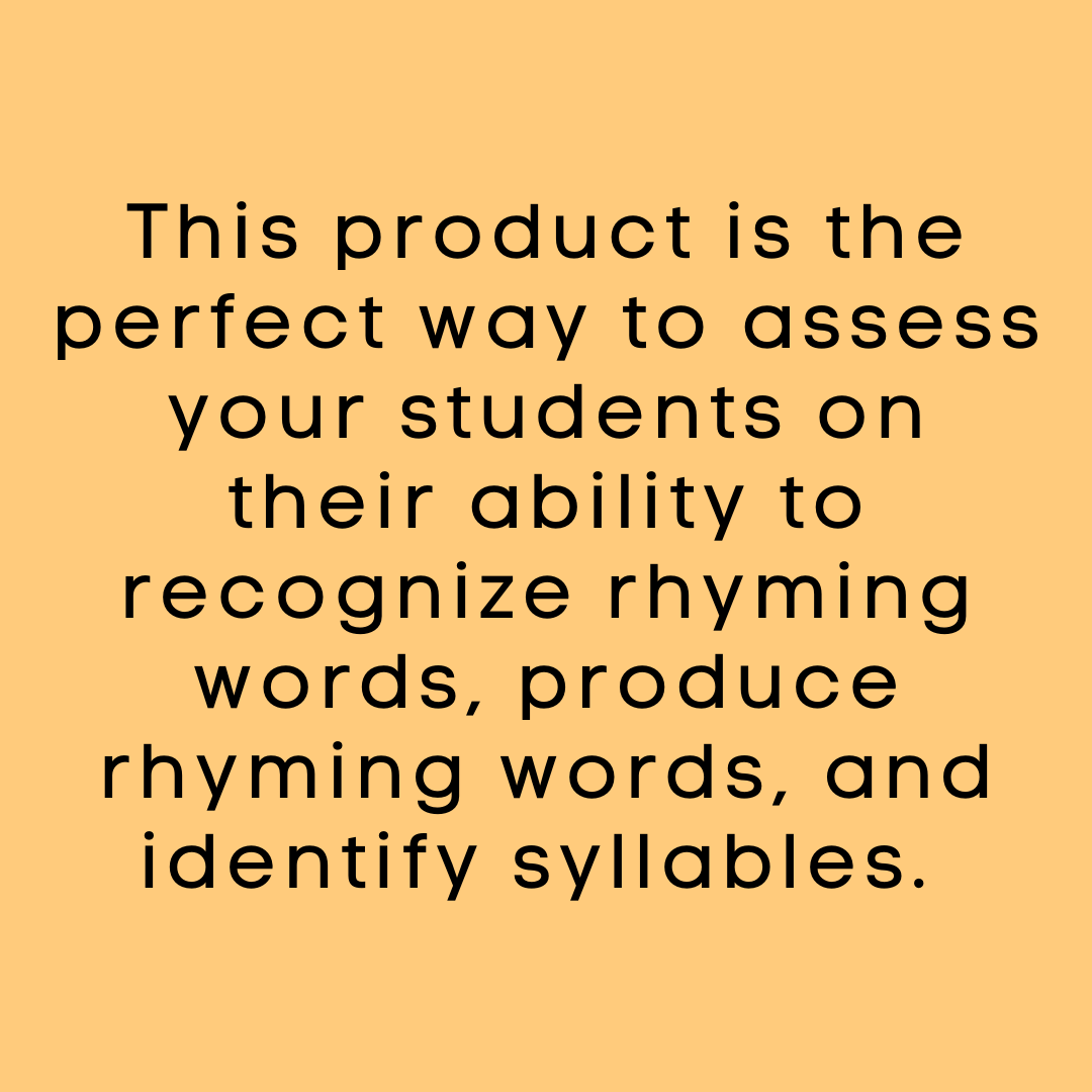 Rhyming and Syllables Assessment (Kindergarten) - Classful