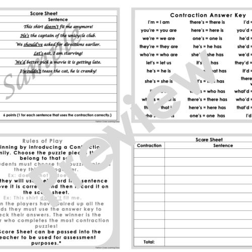 Contraction Puzzles with 88 Contractions Families - Classful