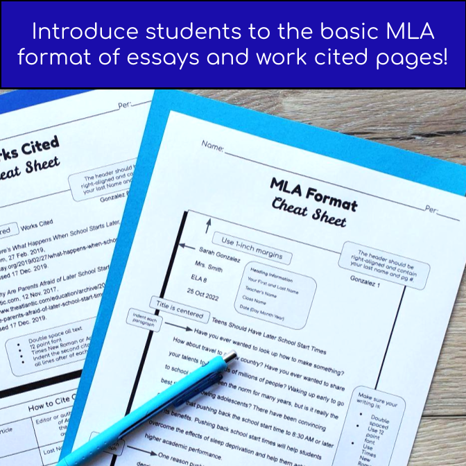 MLA Format Cheat Sheet - Editable reference tool in print and digital! - Classful