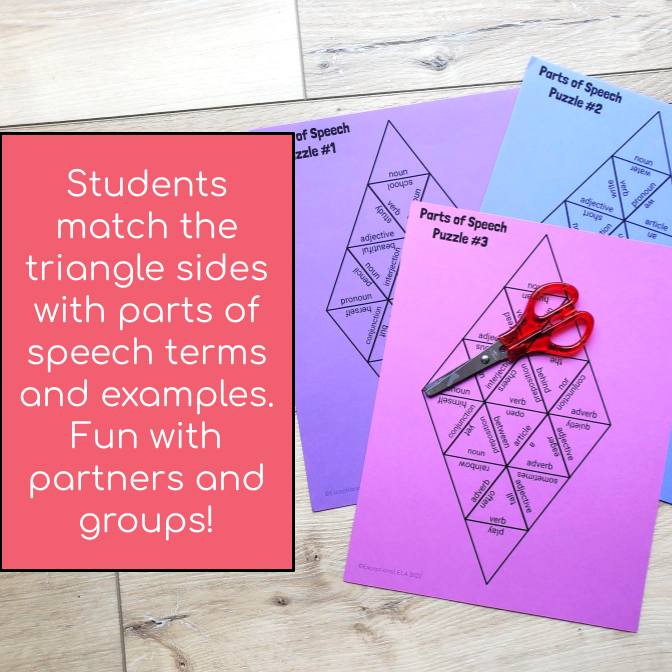 Parts of Speech Tarsia Puzzles- Fun grammar review! - Classful