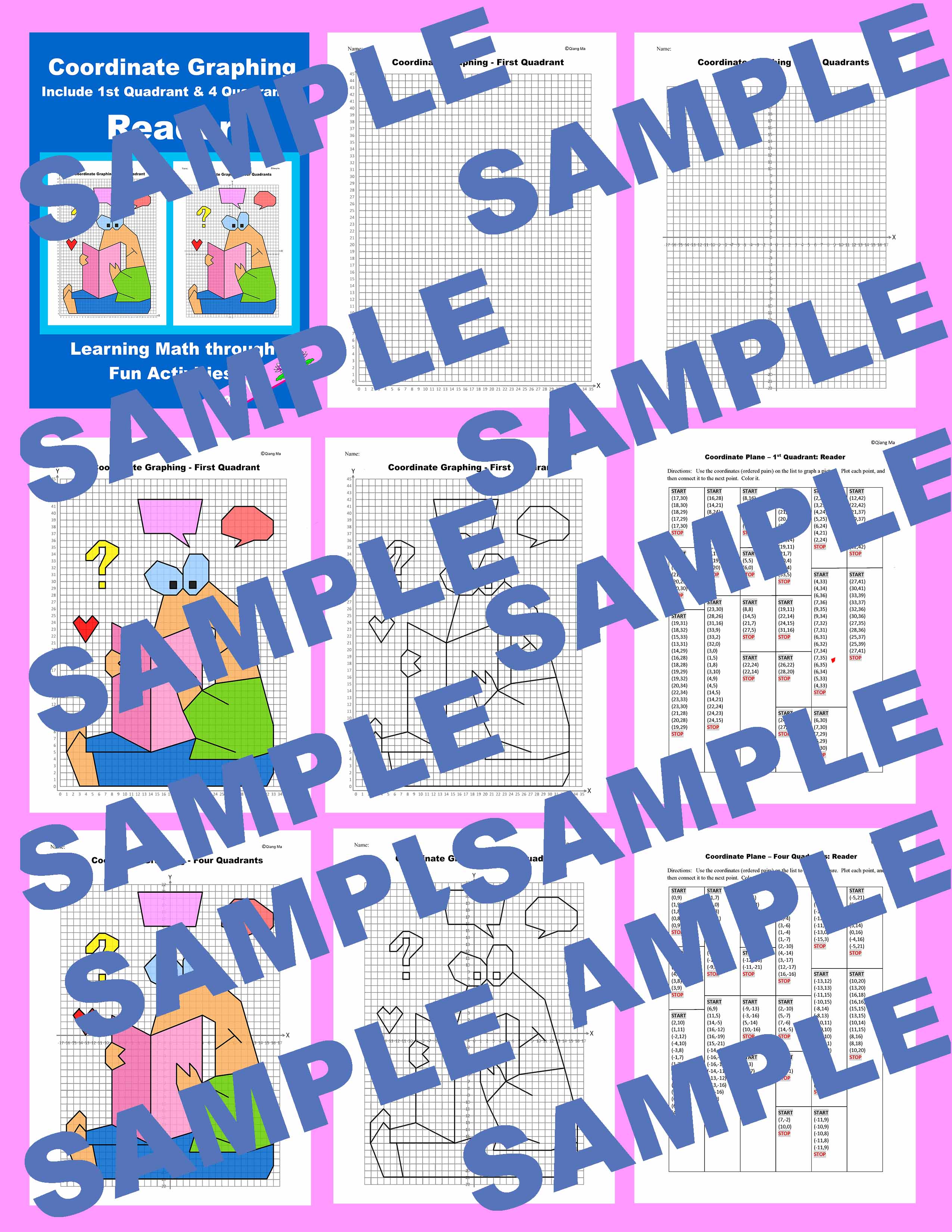 Back to School Monster Coordinate Plane Graphing Picture- Reader - Classful