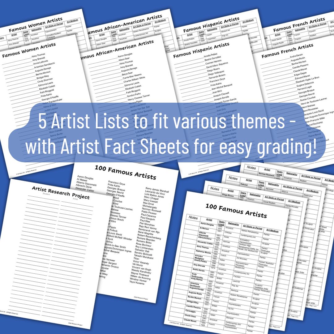 Famous Artist Research Project - Research Paper and Artwork Assignment ...