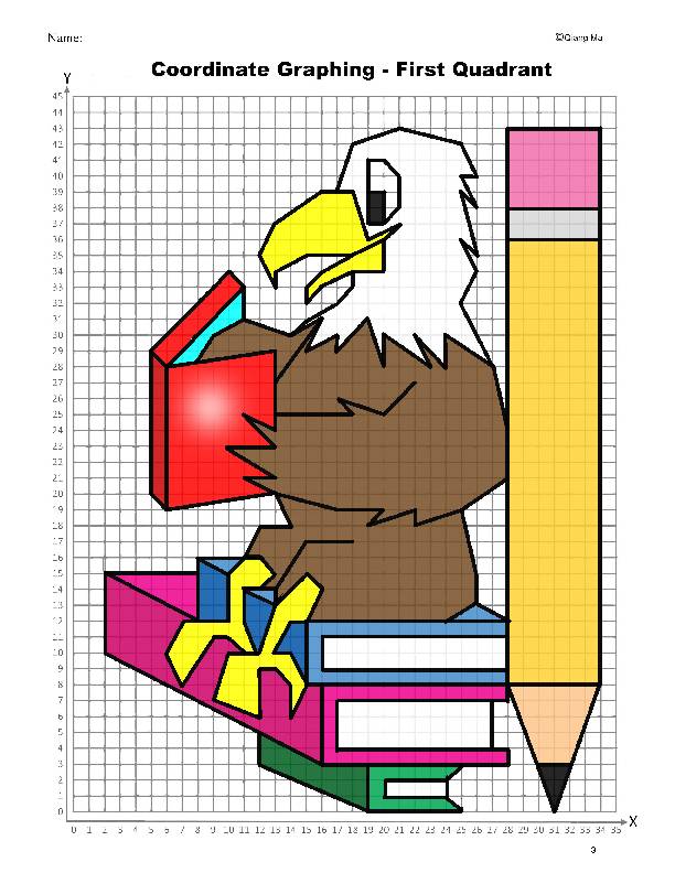 Back to School Coordinate Plane Graphing Picture- Reading Eagle - Classful
