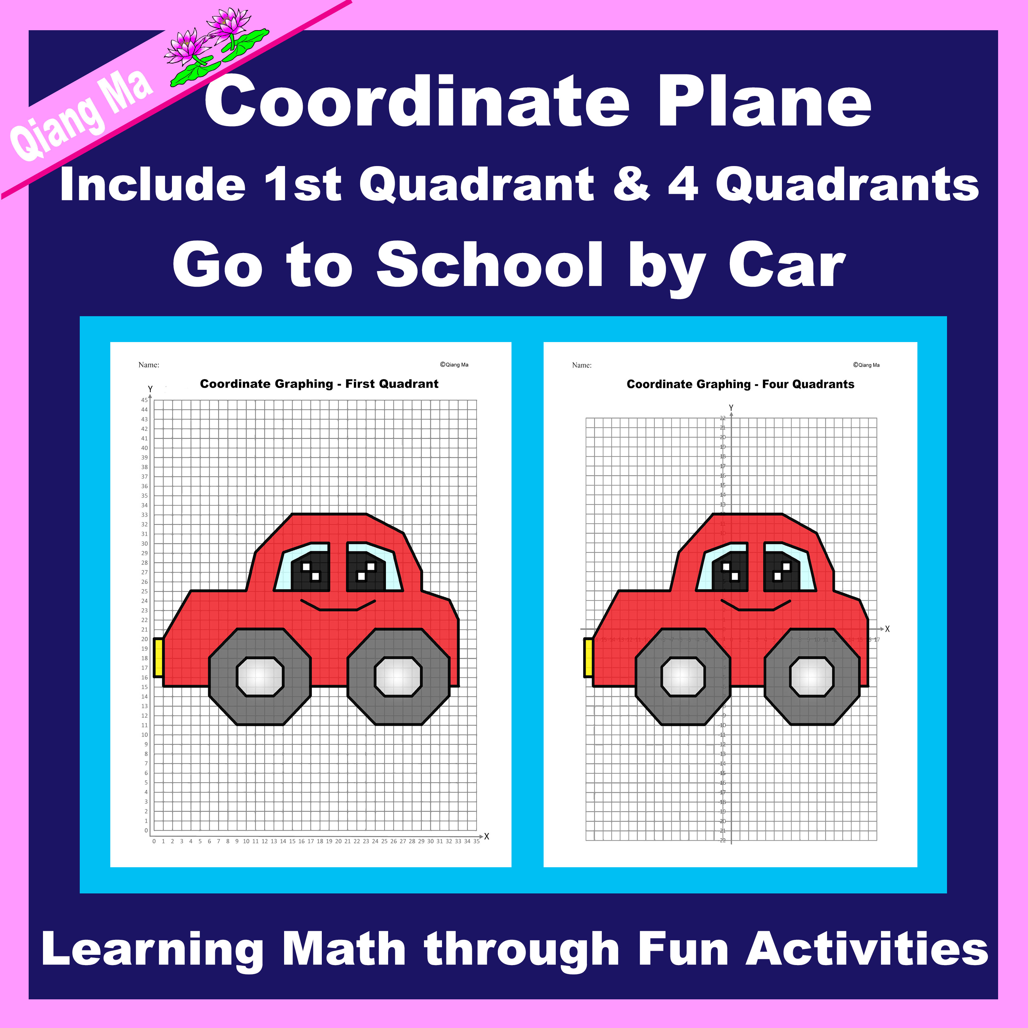 Back to School Coordinate Plane Graphing Picture- Go to School by Car ...