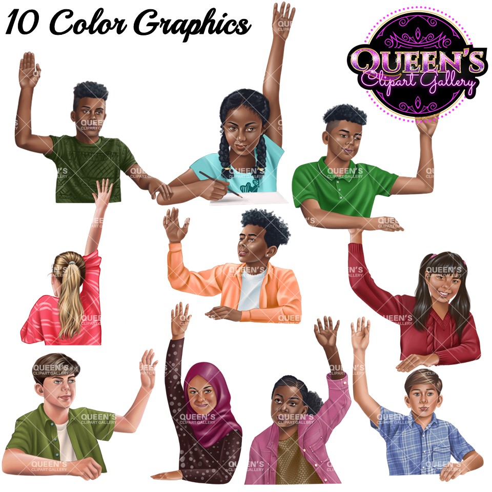Raising Hands Clipart, Hands Raised Clipart, Teenagers Raising Hands ...