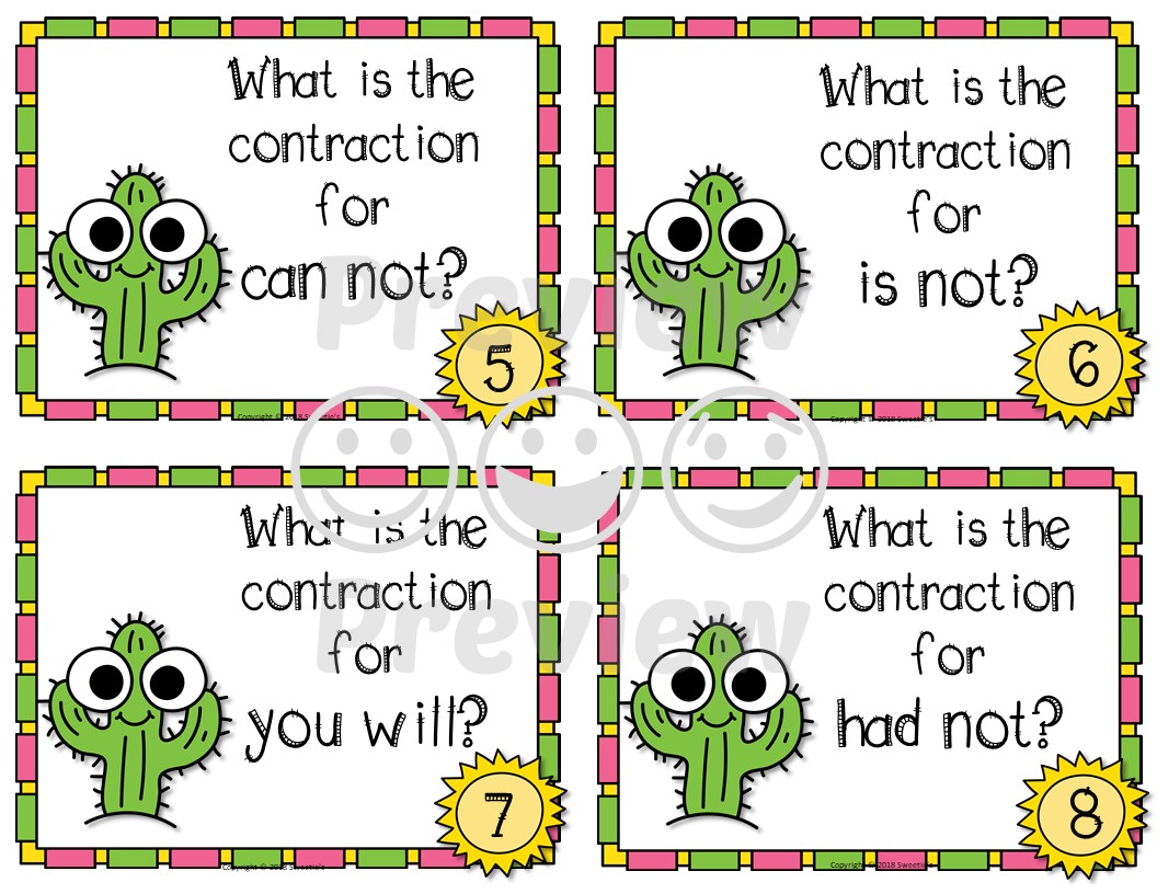 Contraction Task Cards - Catus Set 2 - Classful
