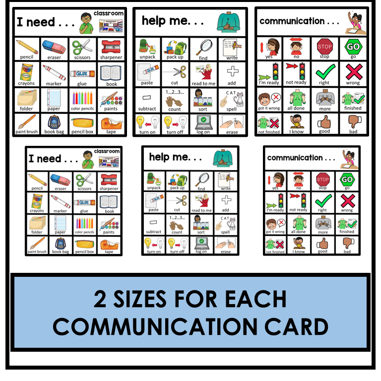 Autism and Speech Portable Visual Communication Cards AAC pictures ...