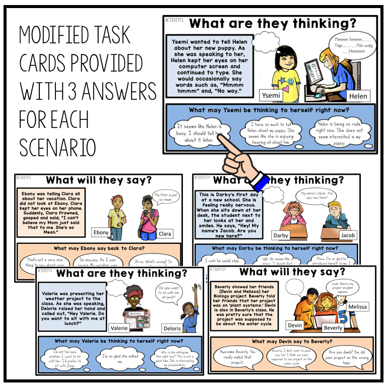 Perspective taking activities task cards social skills TEENS activities ...