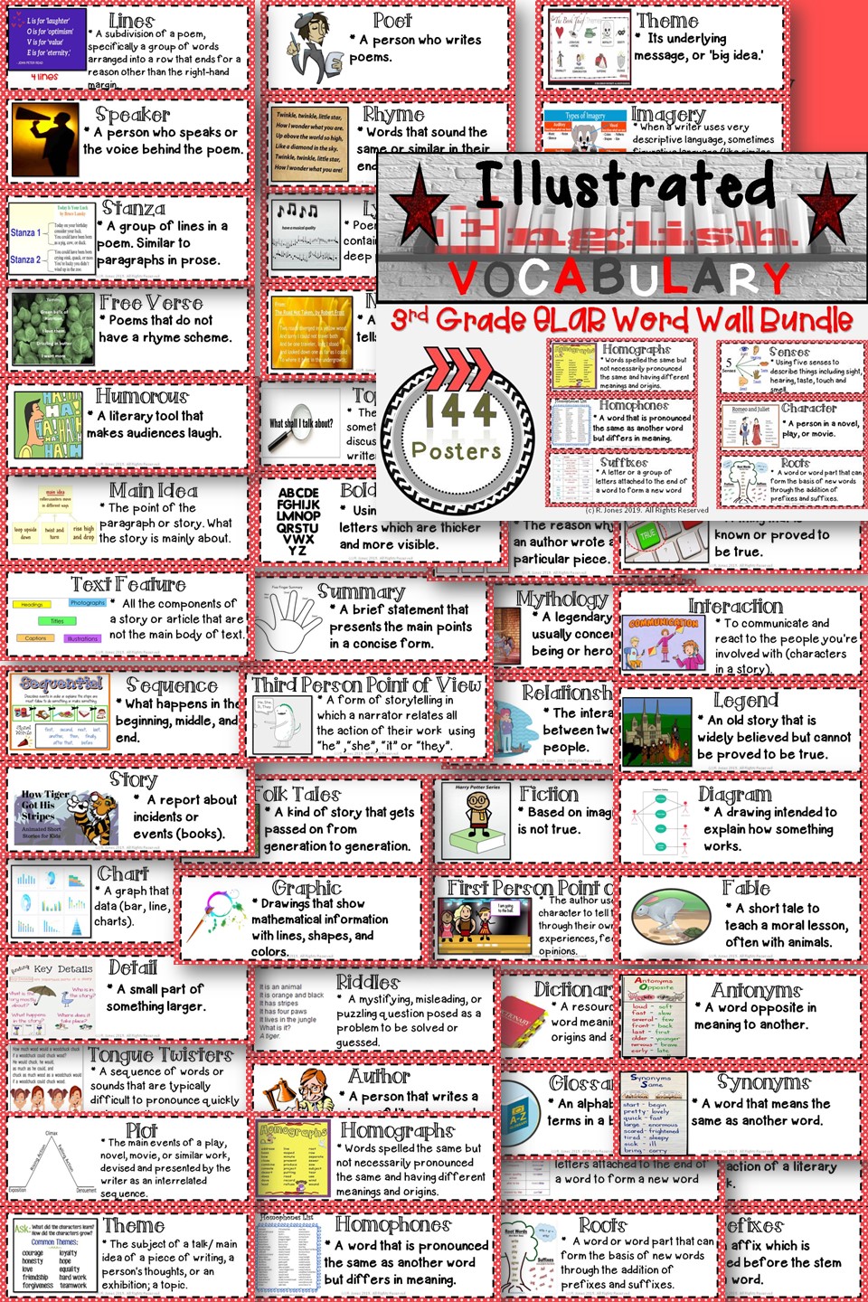 Word Wall Vocabulary Posters for 3rd Grade Reading/ Writing Units | 117 ...