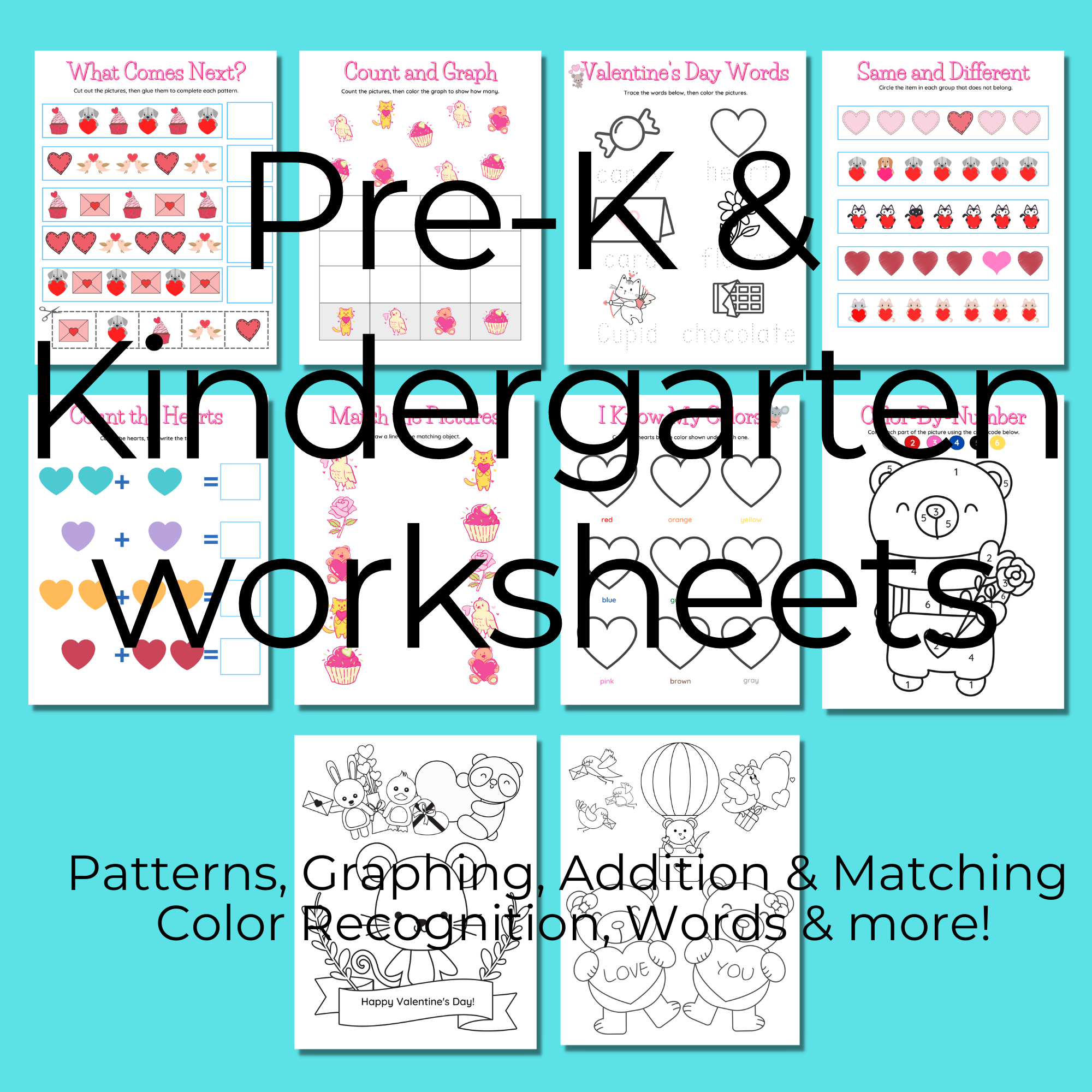 Preschool Valentine's Day Activity Pack, Preschool, PreK Worksheets ...
