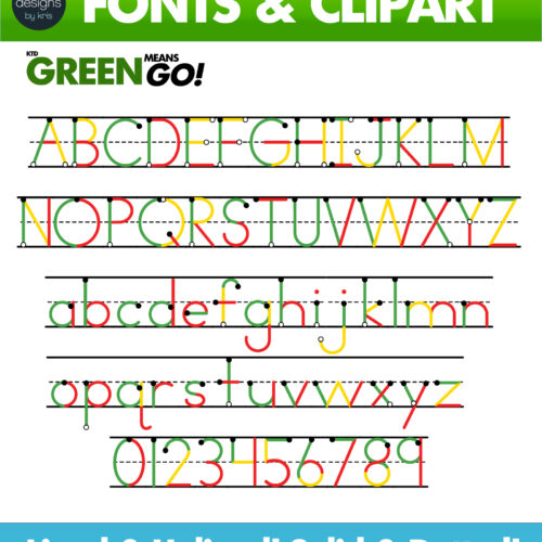 Color Tracing Font - Letter Formation - Green Means Go Font & Clipart ...