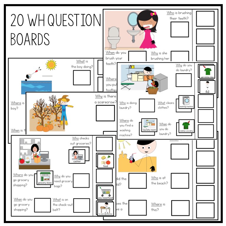 Interactive adapted WH Question activities for File Folders and digital ...