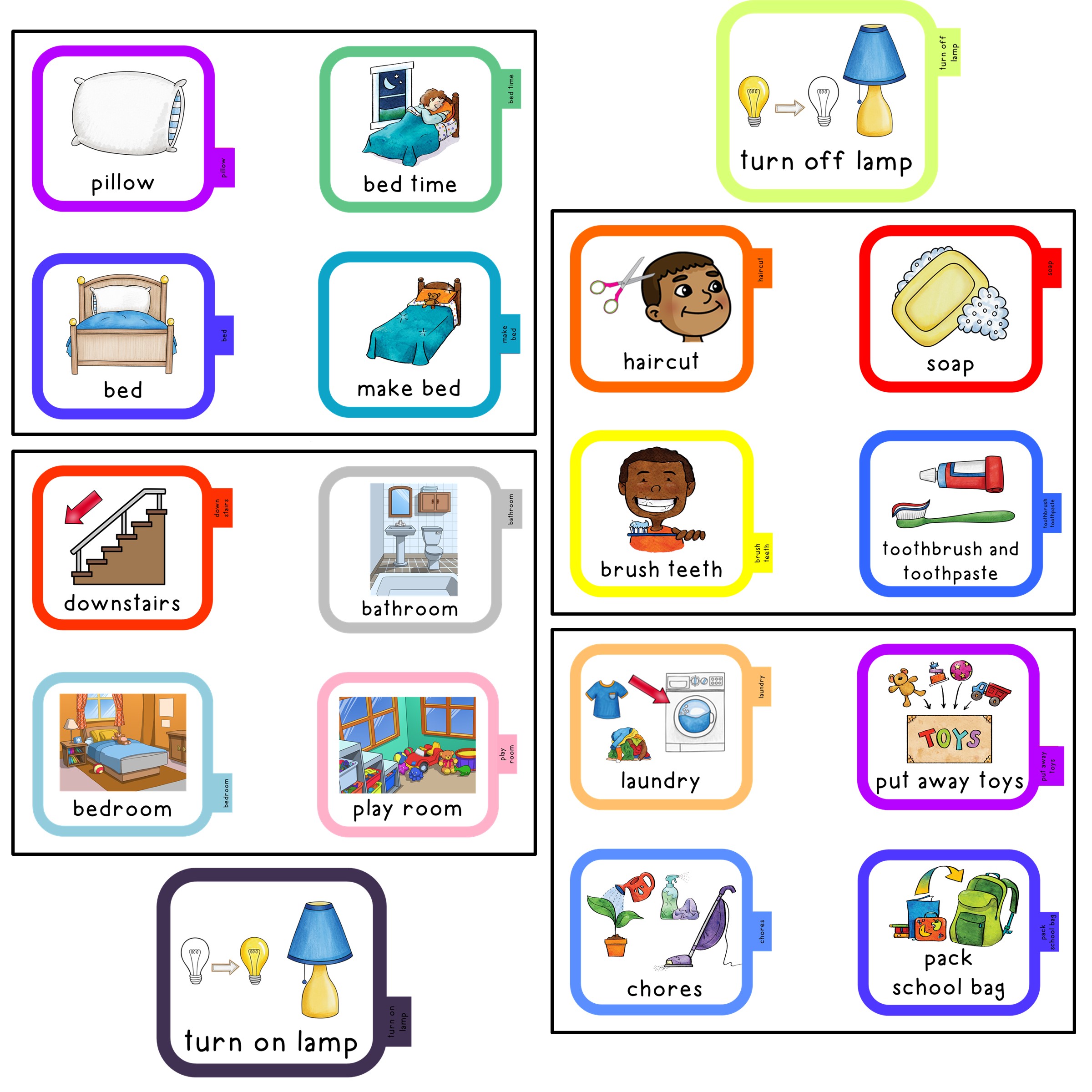 Portable home visual communication cards and picture symbols visual cue ...