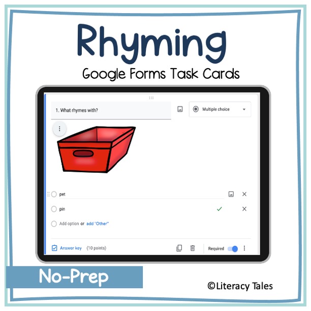 Fun-Phonics Rhyming Task Cards Google Forms - Classful
