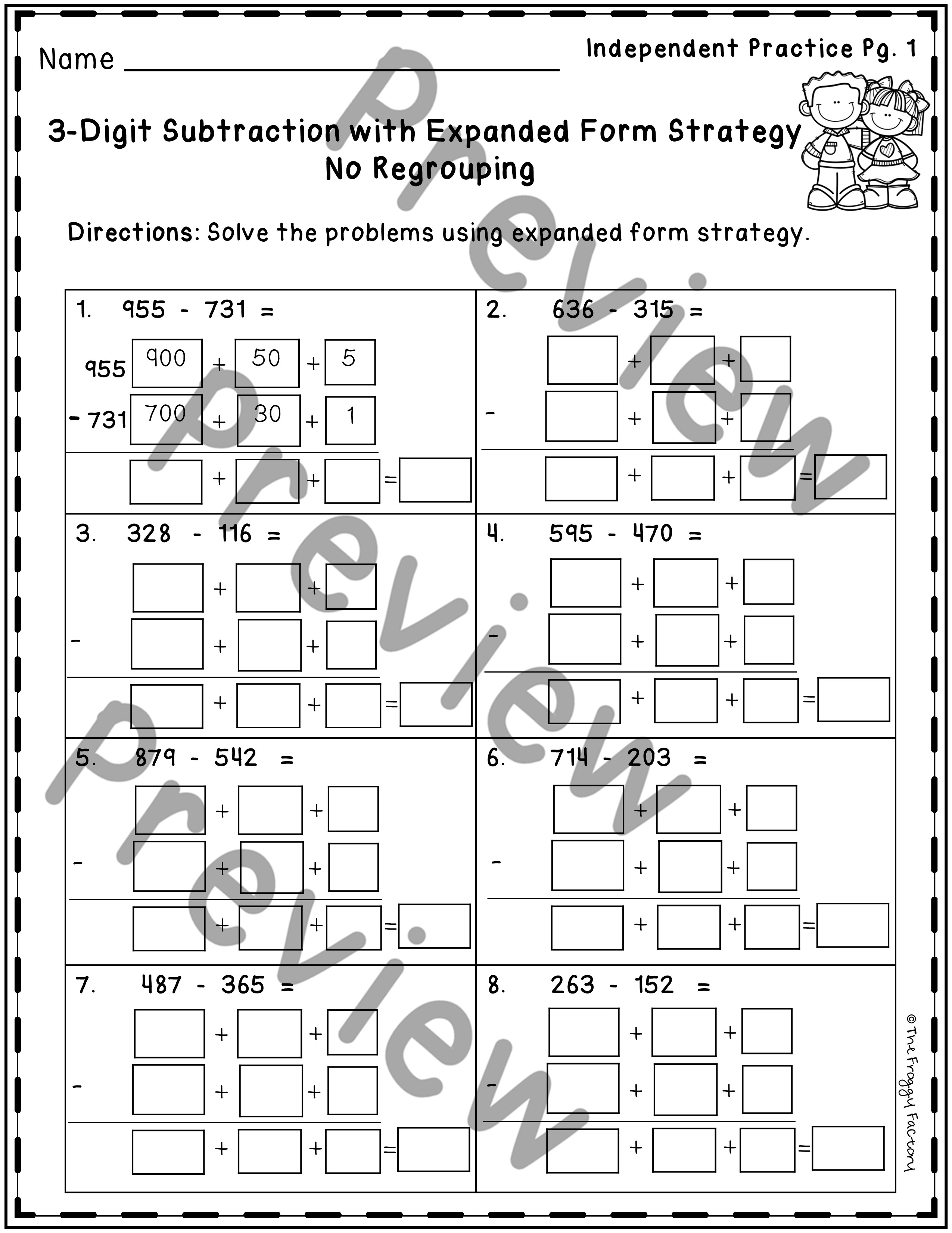3 Digit Subtraction Expanded Form | Subtraction Strategy Worksheets ...