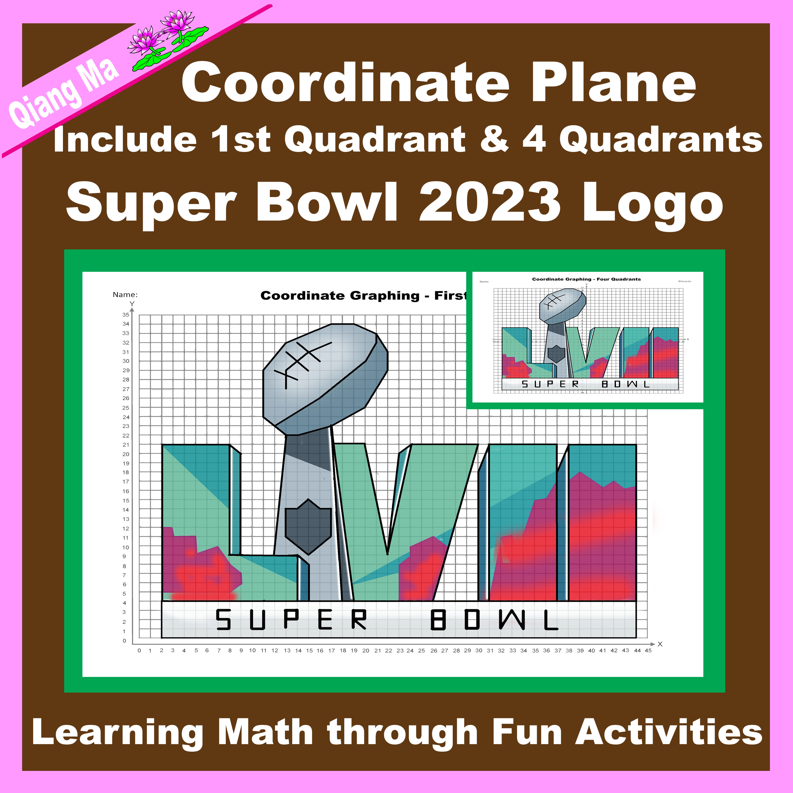 Super Bowl Coordinate Plane Graphing Picture- Logo 2023 - Classful