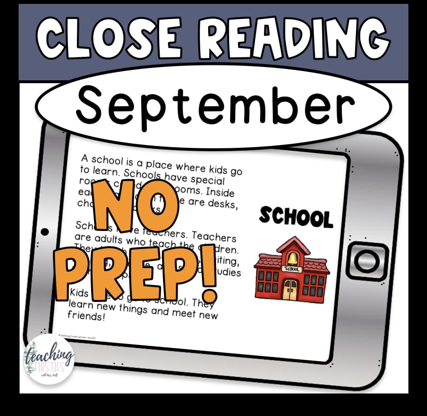 September Close Reading Passages - Classful