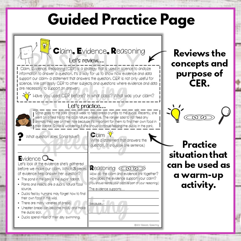 Claim Evidence Reasoning CER Paragraph Practice Activity - Classful