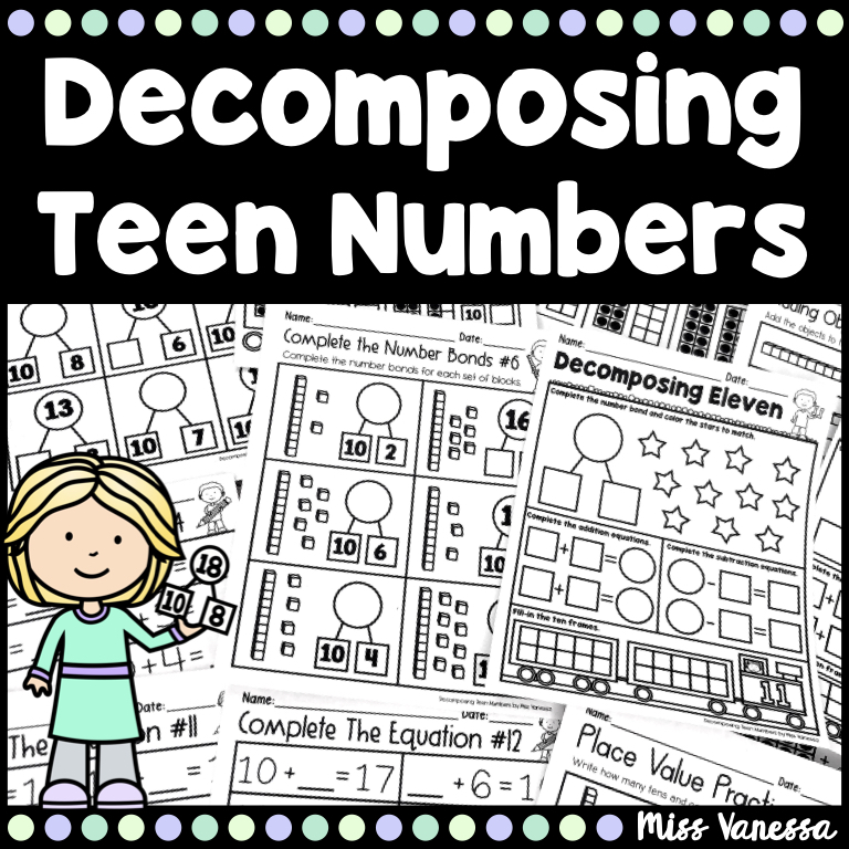 Decomposing Teen Numbers Worksheets - Classful