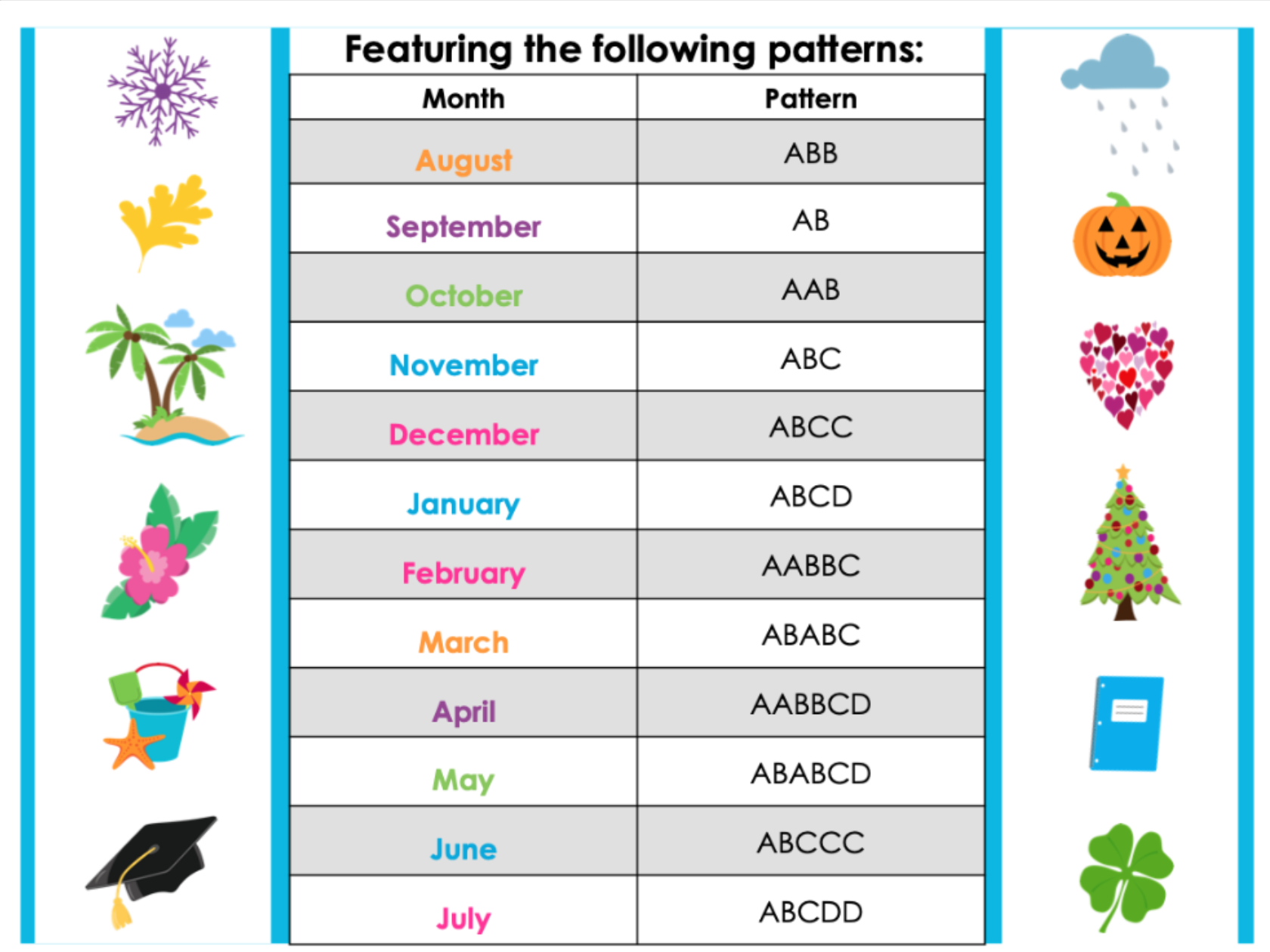 Calendar featuring Patterns for Morning Meeting and Daily Calendar ...