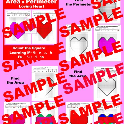 Valentine Color by Code- Area and Perimeter- Count Squares 4 in 1 ...