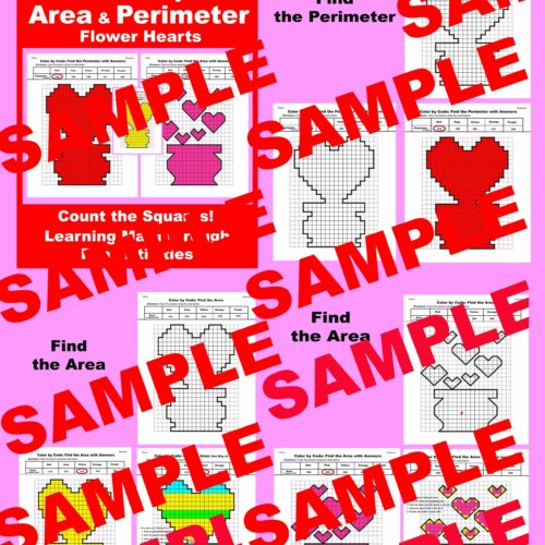 Valentine Color by Code- Area and Perimeter- Count Squares 4 in 1 ...