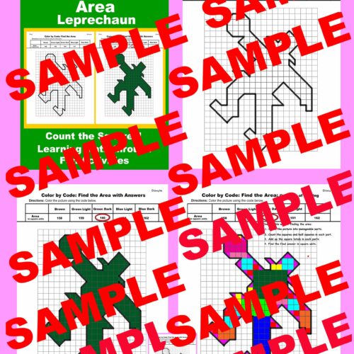 St. Patrick's Day Color by Code- Area and Perimeter- Count Squares 4 in ...
