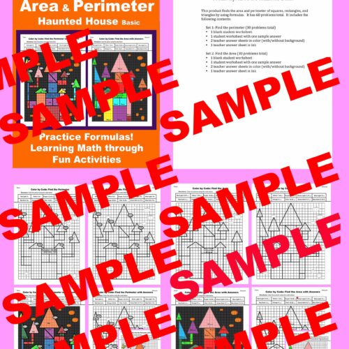 Halloween Color by Code- Area and Perimeter- Practice Formulas Basic ...