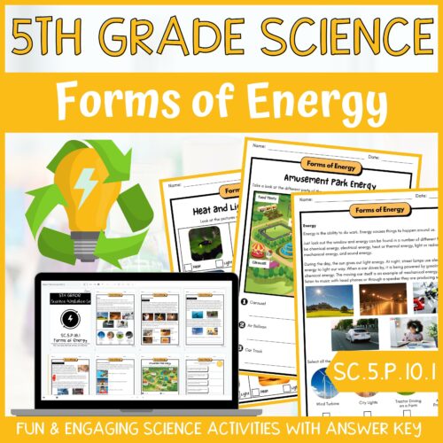 Forms of Energy Activity & Answer Key 5th Grade Physical Science - Classful