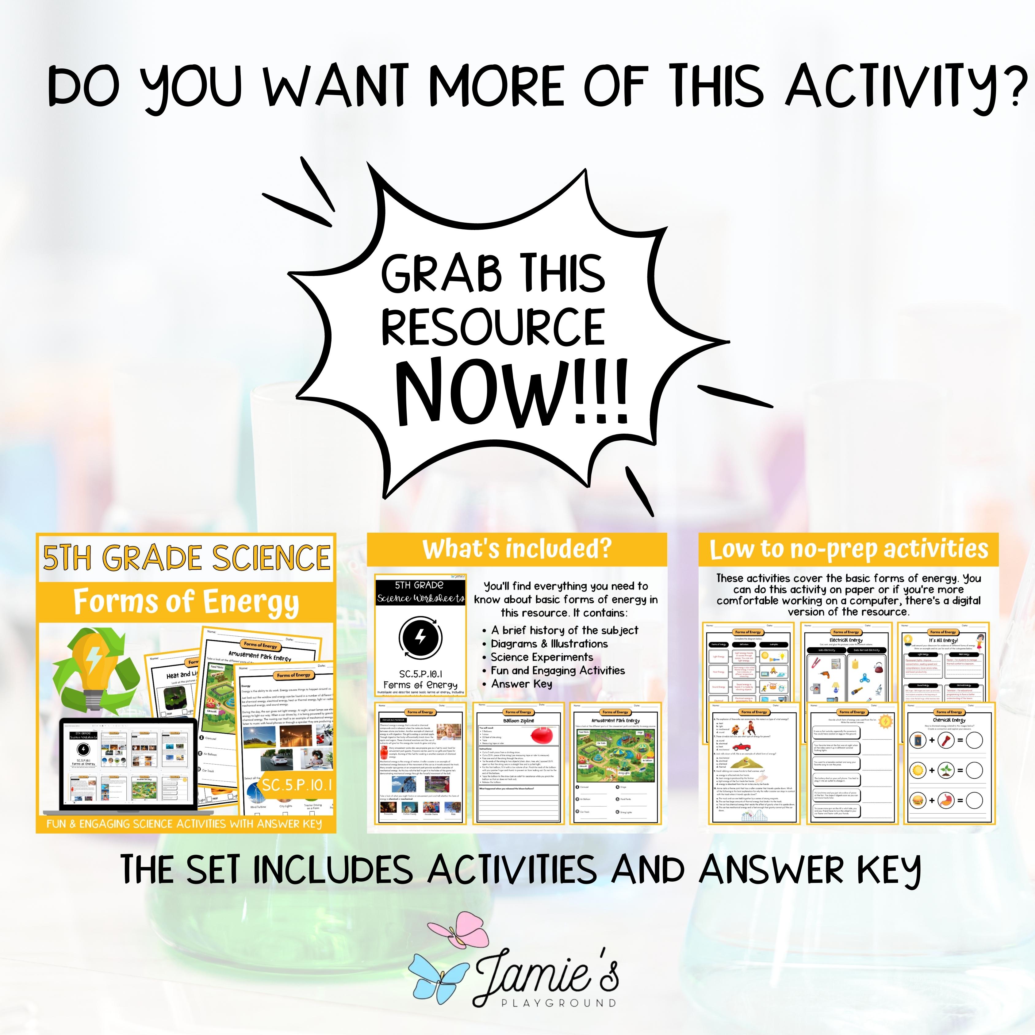 FREE Heat or Light Energy Physical Science Activity - Classful