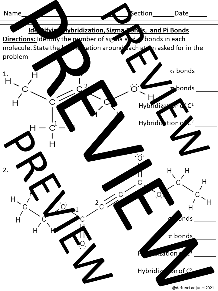 Hybridization Chemistry Worksheets