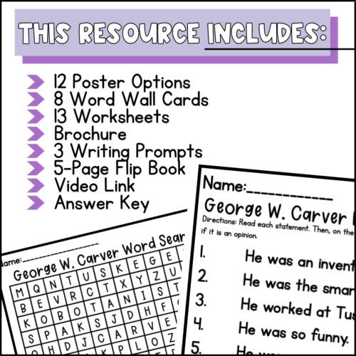 George Washington Carver Biography Activities - Black History Month ...