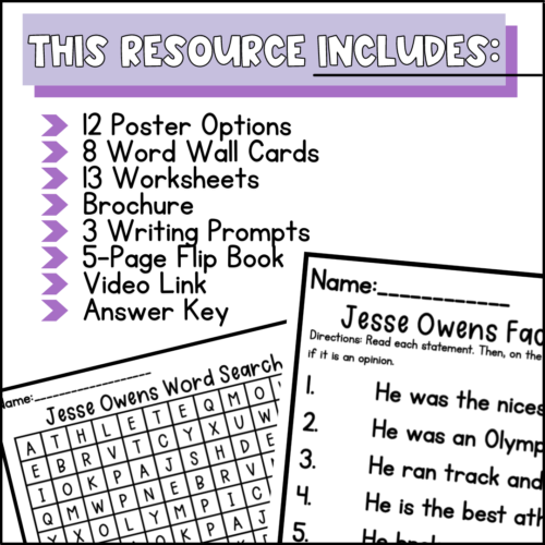 Jesse Owens Biography Activities, Report, & Flip Book - Black History ...