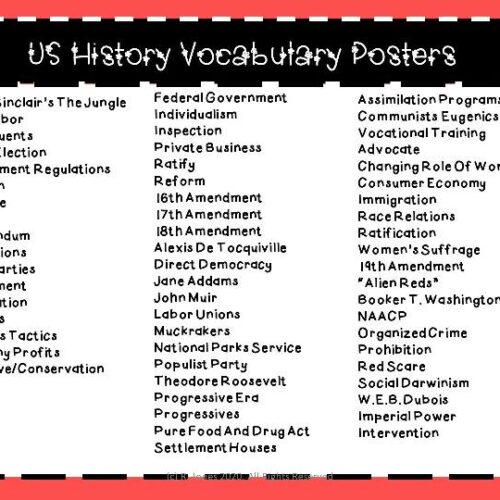 Word Wall Vocabulary Posters for US HISTORY Units HIGH SCHOOL 1001 ...