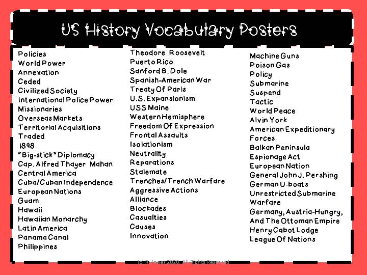 Word Wall Vocabulary Posters for US HISTORY Units HIGH SCHOOL 1001 ...