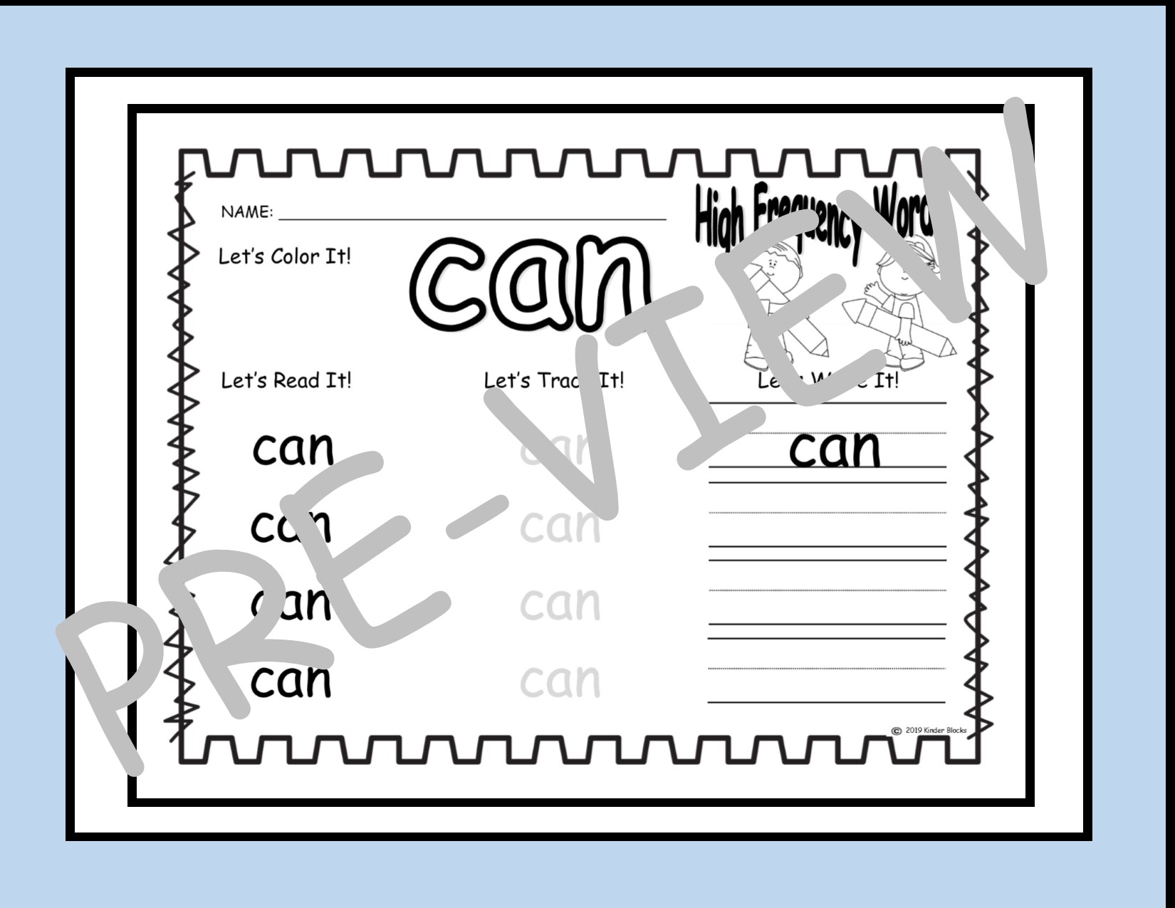 Learning My High Frequency Words - Pre-Primer-Word Practice - Classful