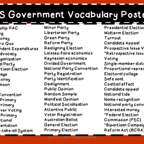 Word Wall Vocabulary Posters for US Government & AP | High School |390 ...