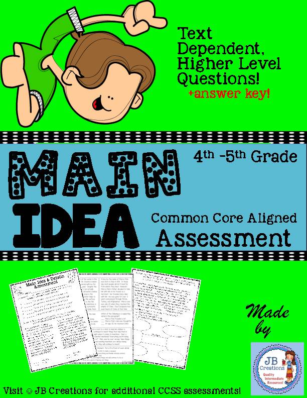 Main Idea and Details Assessment - Classful